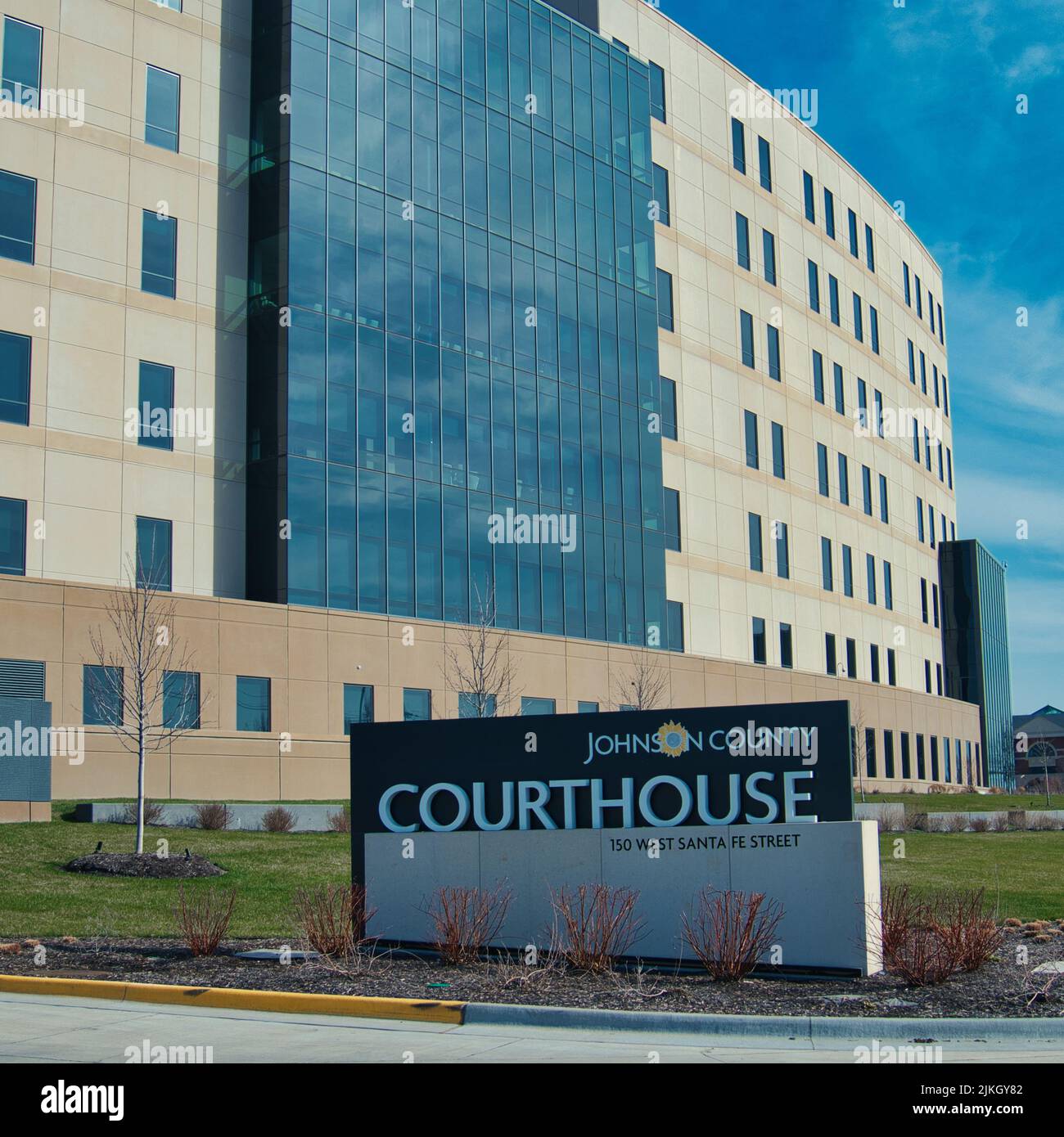 A beautiful view of a modern glass building of a Johnson County ...