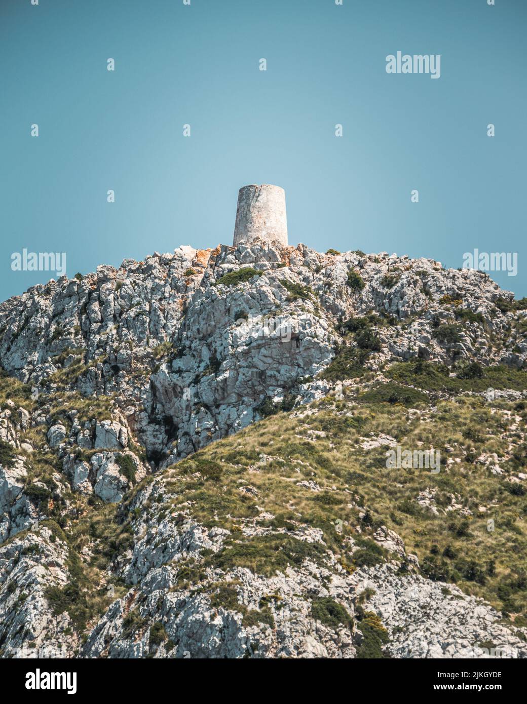 A beautiful view of the Albercutx Watchtower, Fortress in Spain Stock ...