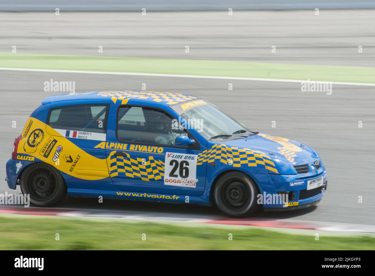 racing car in the asphalt track. Renault clio Stock Photo - Alamy