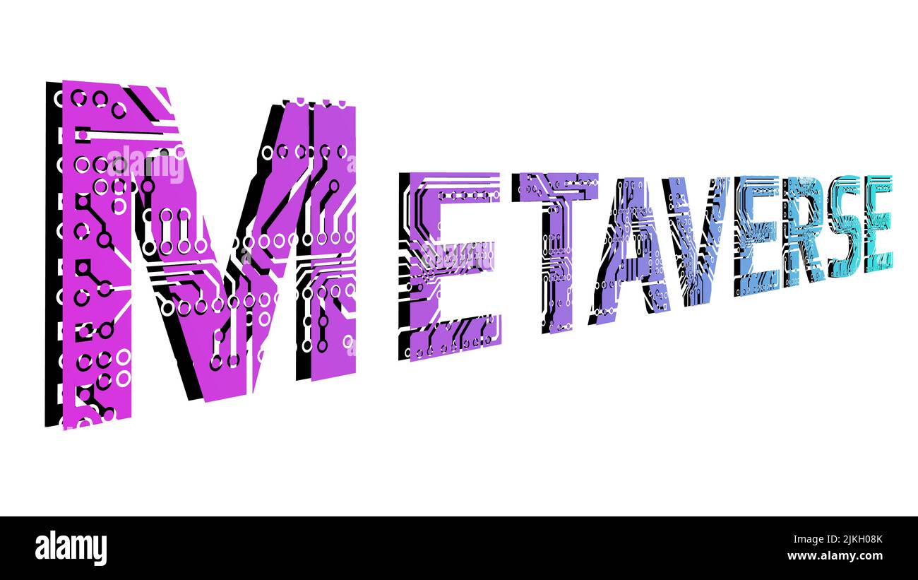 Colorful word Metaverse in perspective isolated on white background ...