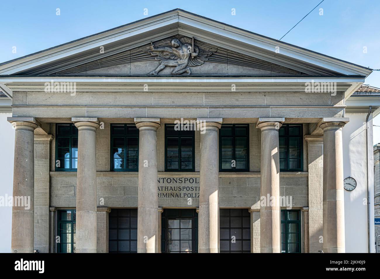 Facade of Zurich Police Station "Kantonspolizei Zürich", at Limmatquai ...
