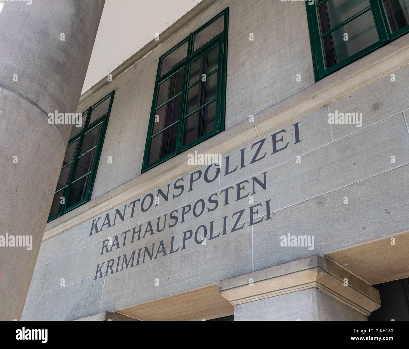 Facade of Zurich Police Station "Kantonspolizei Zürich", at Limmatquai ...