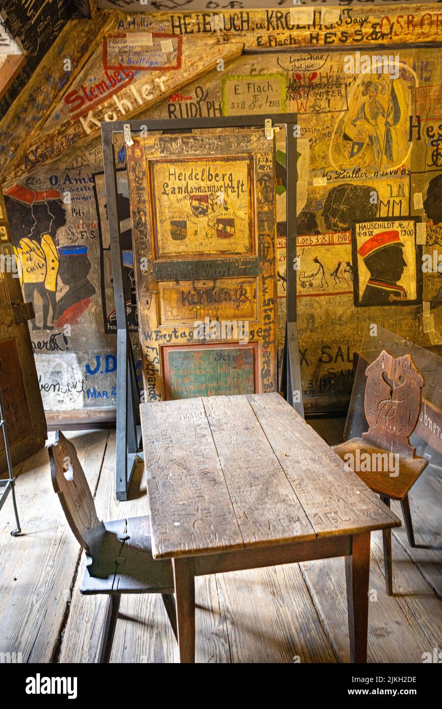 The Students Prison (in German - Studentenkarzer) at Heidelberg. Baden ...