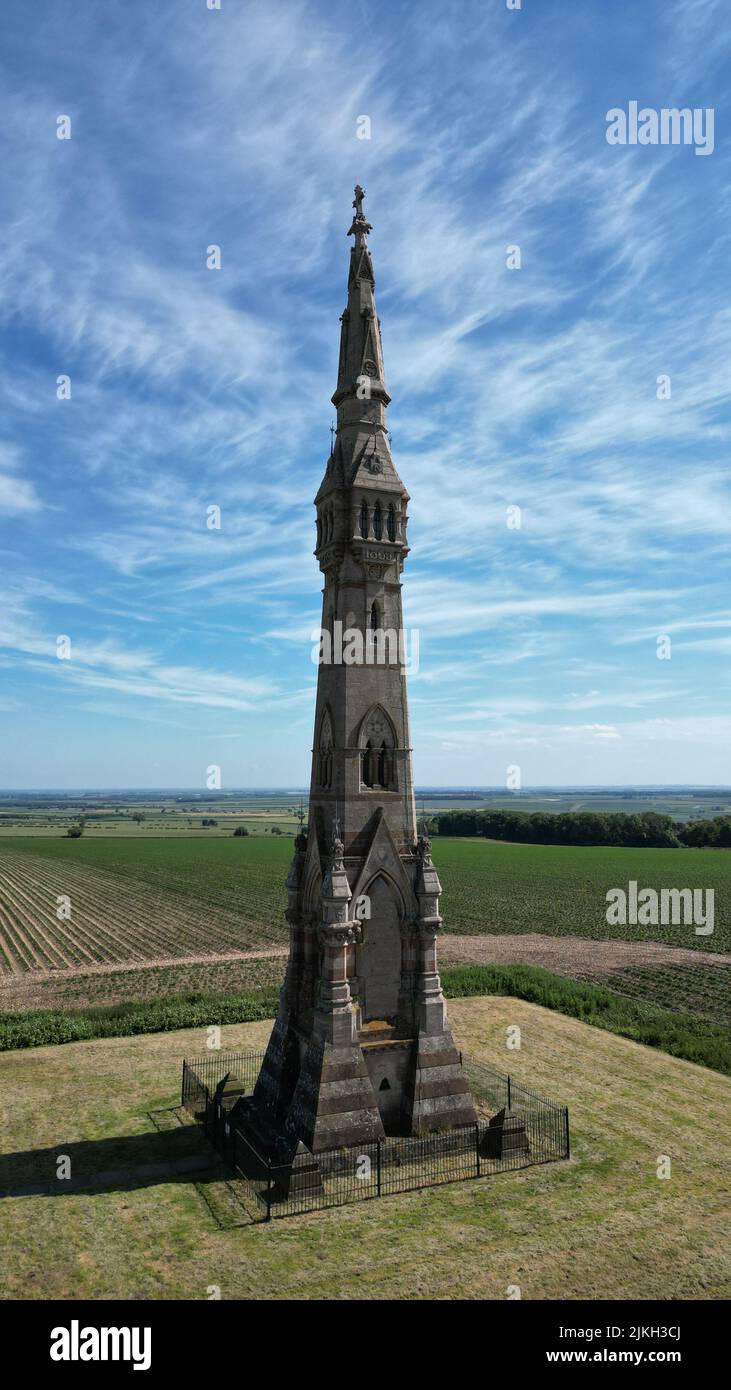 A vertical shot of Sir Tatton Sykes Monument in Sledmere. England ...