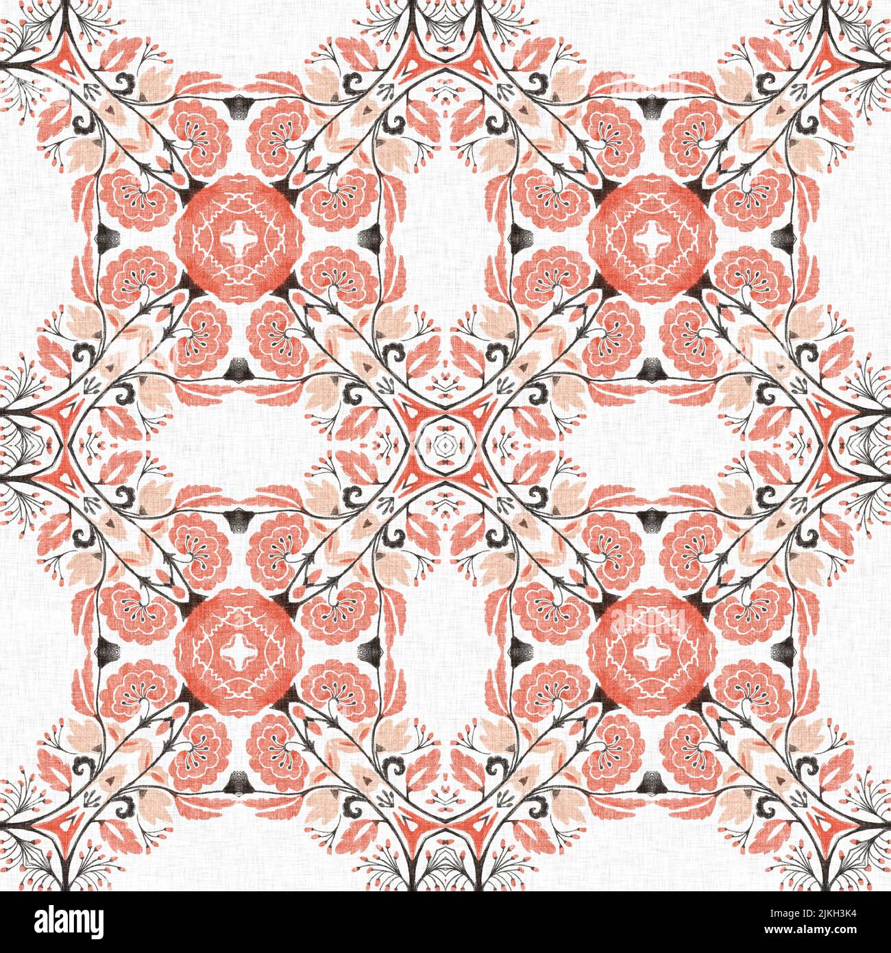 Modern boho geometric floral quilt style seamless pattern. Shabby chic ...