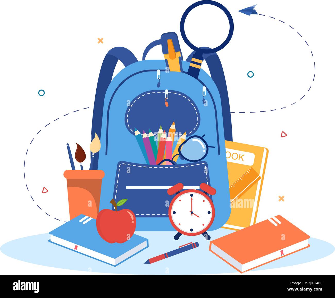 Stationery Set with Globe, Backpack, Book, Notebook, Ruler, Pencil, Pen ...