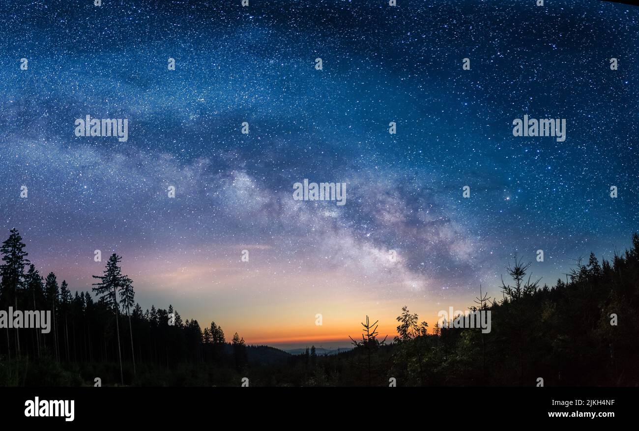 An aerial view of a beautiful forest at night in Germany Stock Photo ...