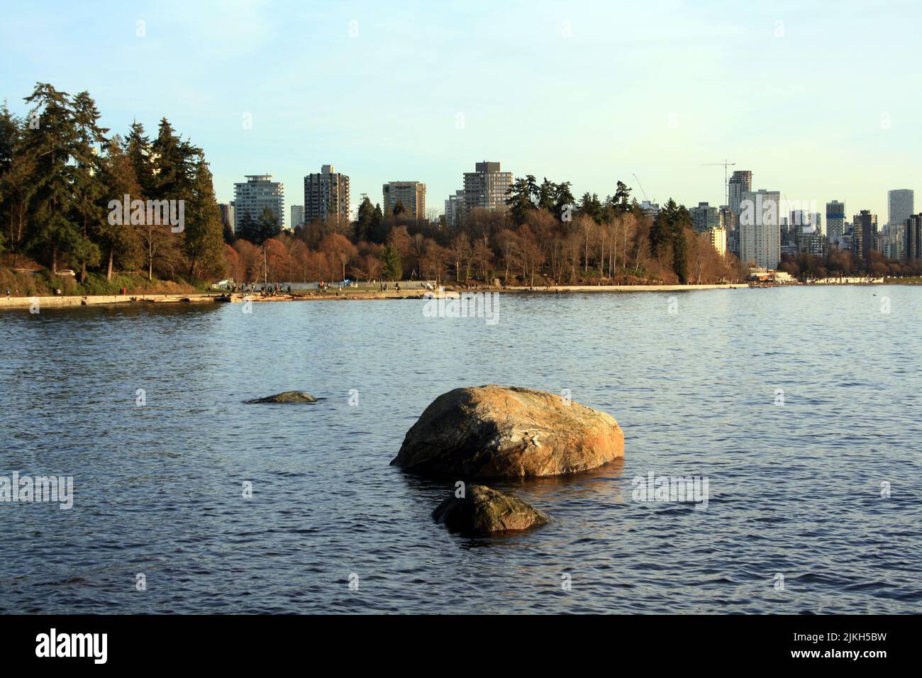 An aerial view of a town by the lake Stock Photo - Alamy