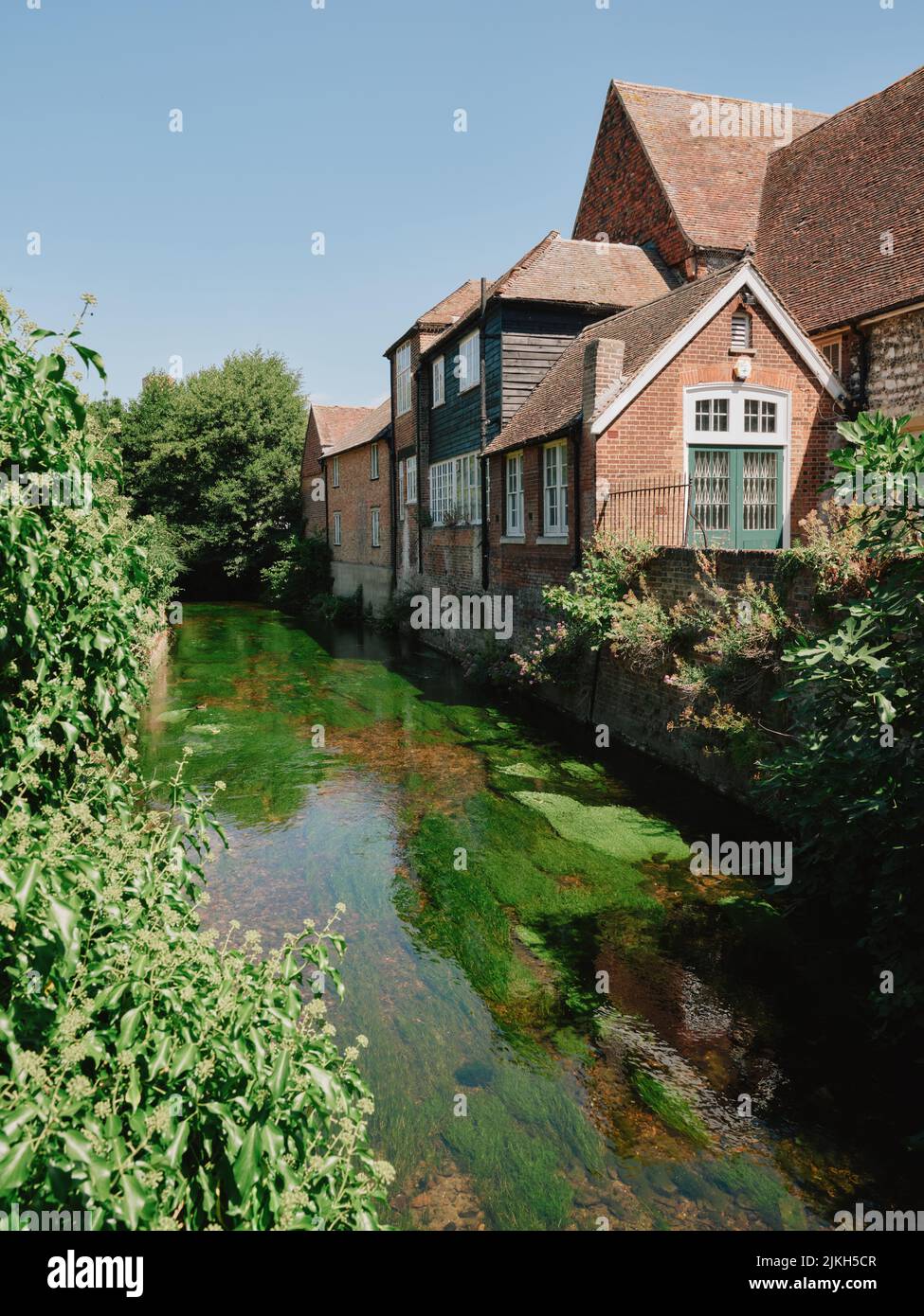 The river Stour passing through the centre of old Canterbury Kent ...