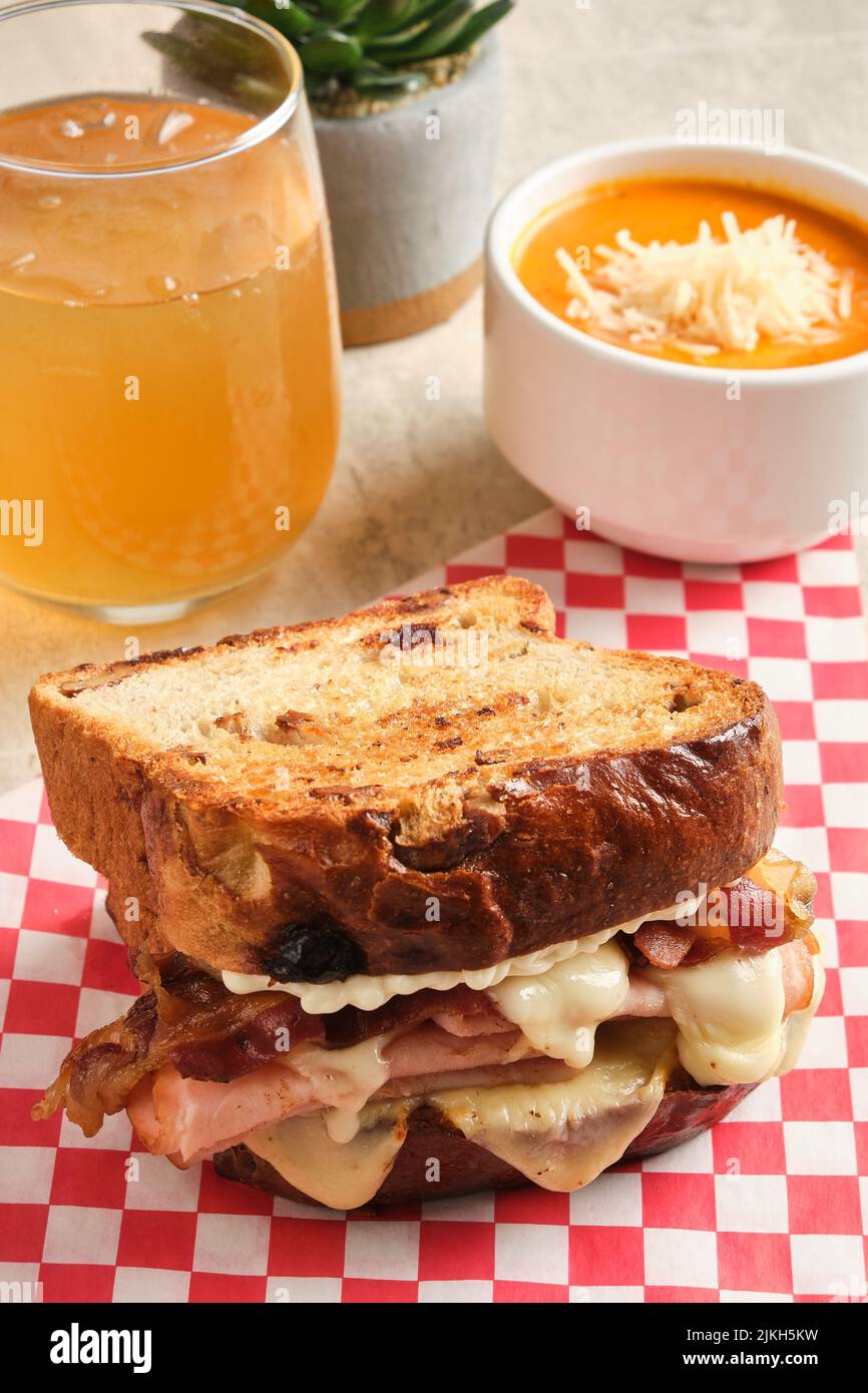 A fresh toast with ham and cheese Stock Photo - Alamy