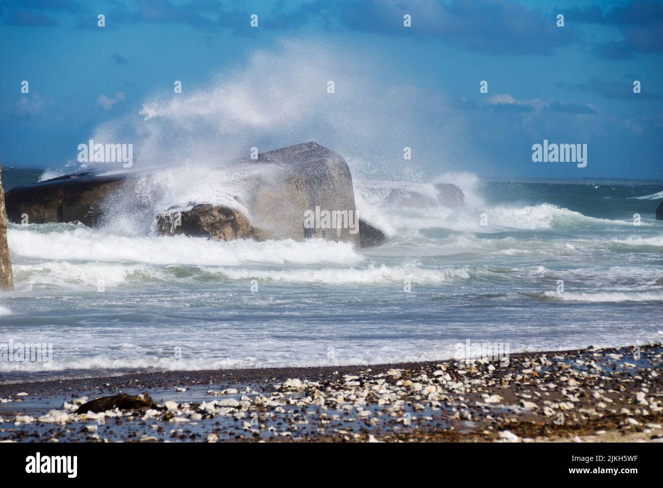 A bunker from World War II at the Danish coast of the North Sea Stock ...
