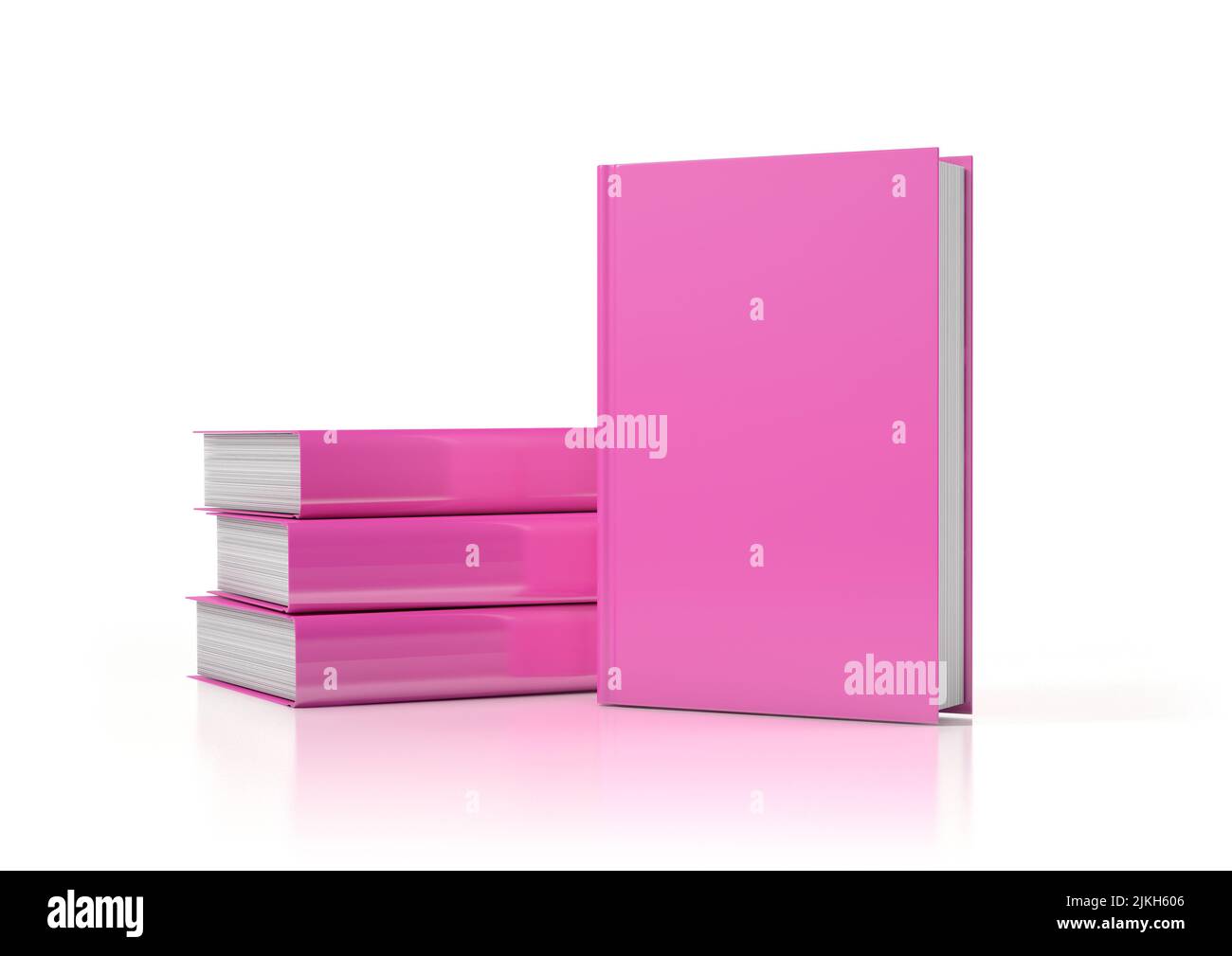 A 3D rendering of a stack of pink books on white background Stock Photo ...