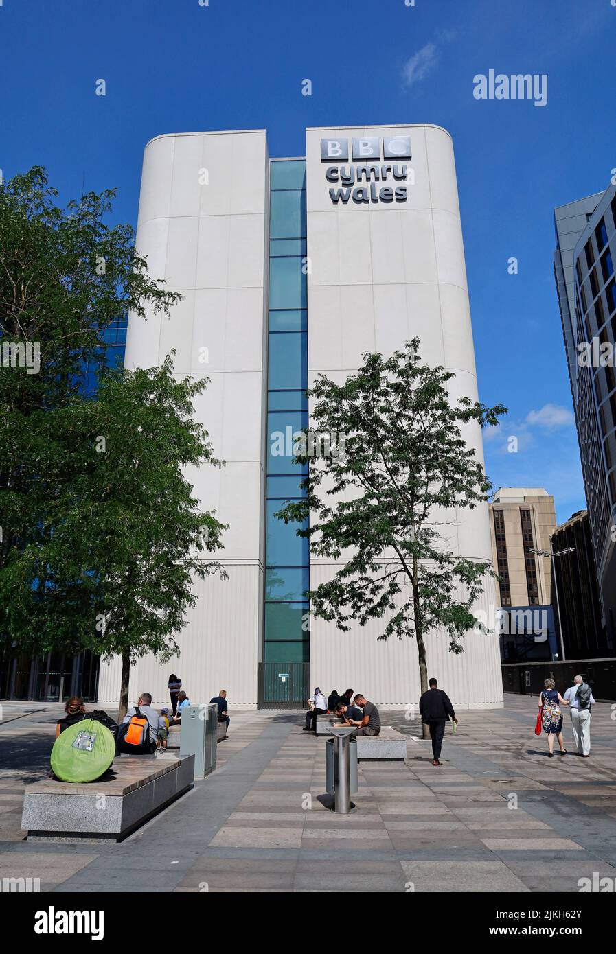 BBC Cymru / Wales building and logo. Central Square, Cardiff centre ...
