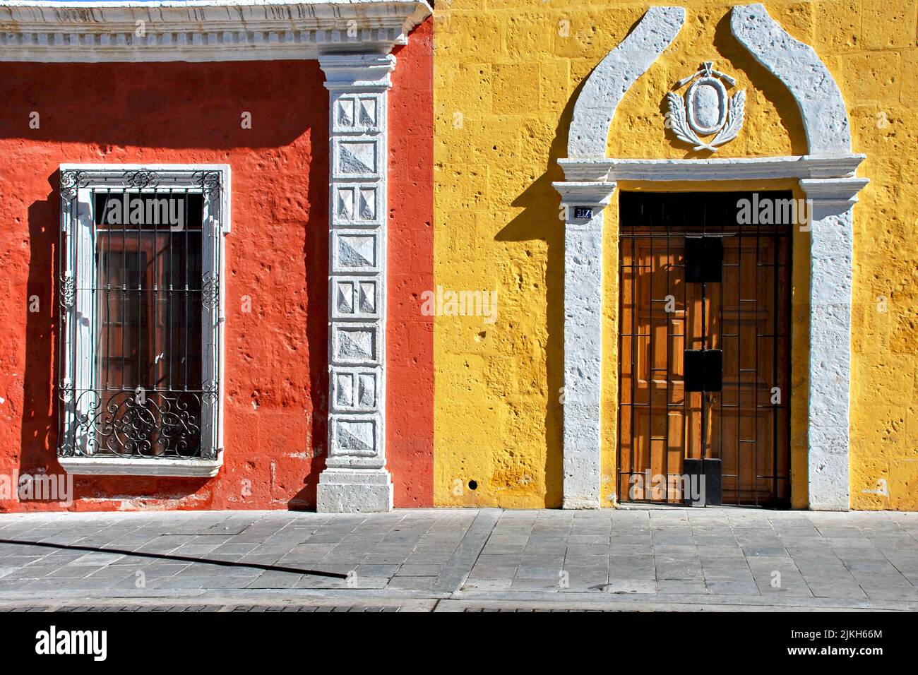 Typical colorful colonial architecture in Arequipa, Peru Stock Photo ...