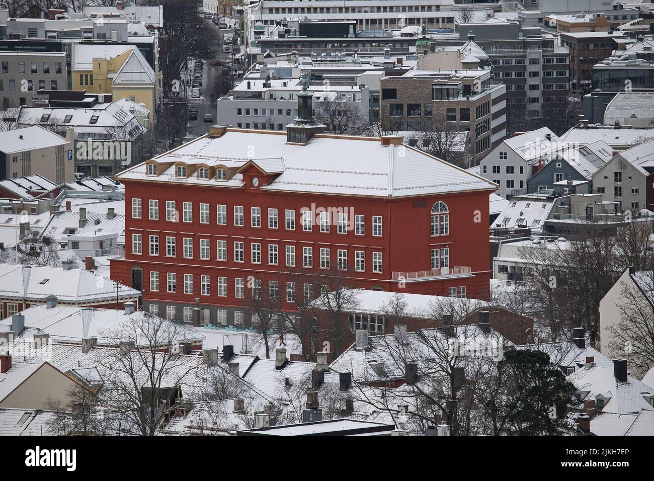 The Bispehaugen School building in the winter in Trondheim, Norway ...