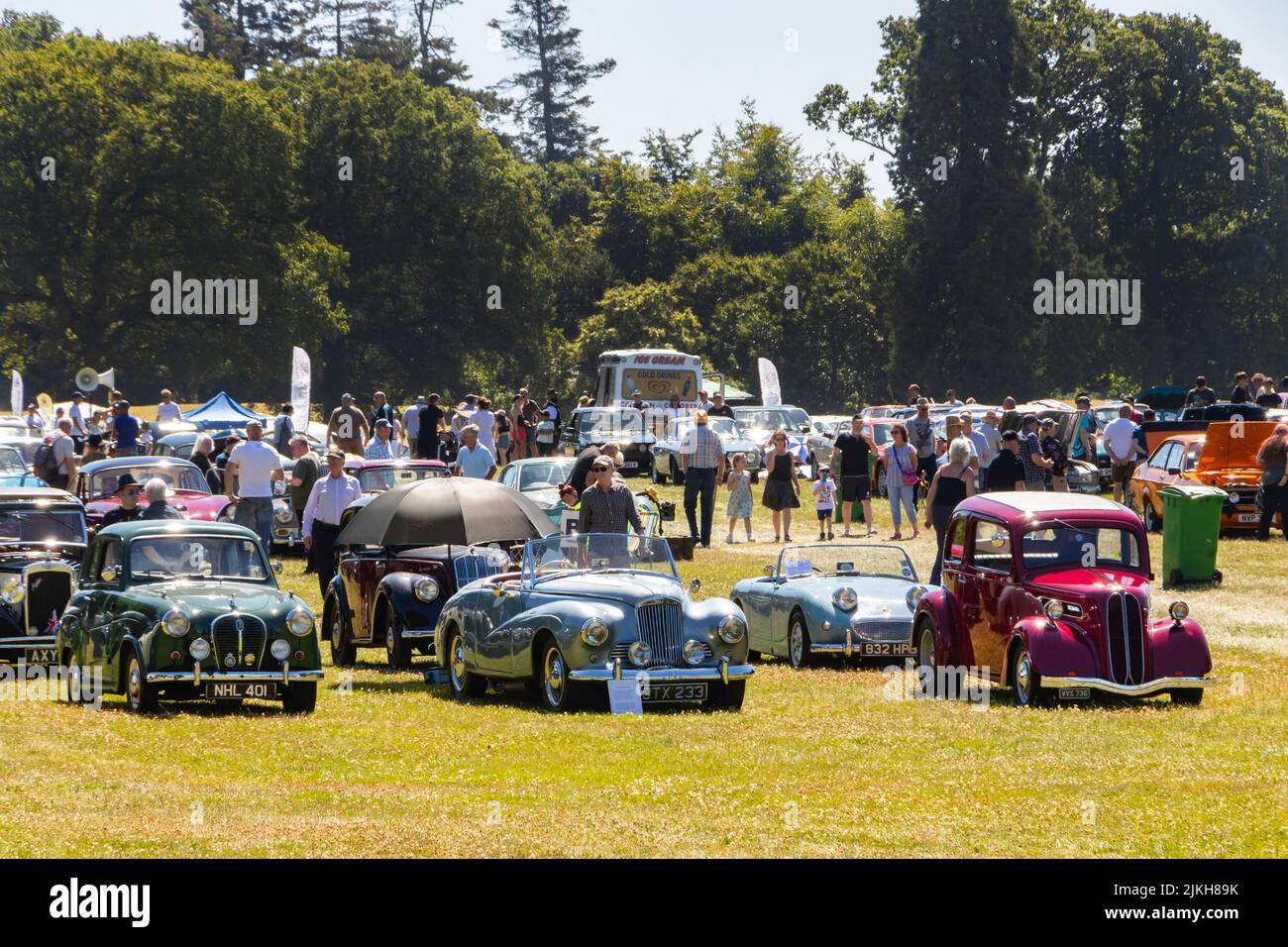 classic vintage cars in a line at weston park car show, custom ford pop ...