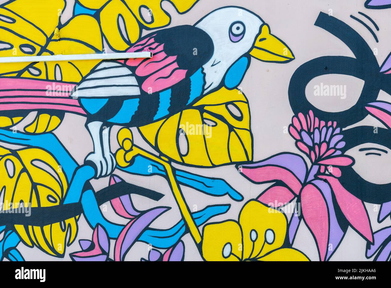 A beautiful drawing on the wall in the Urban Park of Santa Iria de ...