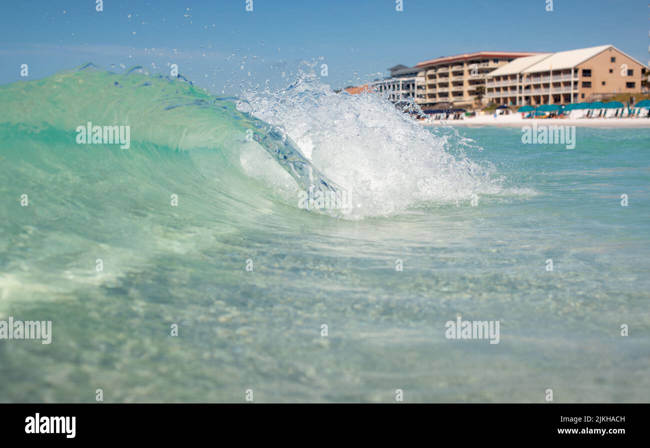 A scenic view of fresh ocean waves on the beach in Destin, Florida ...