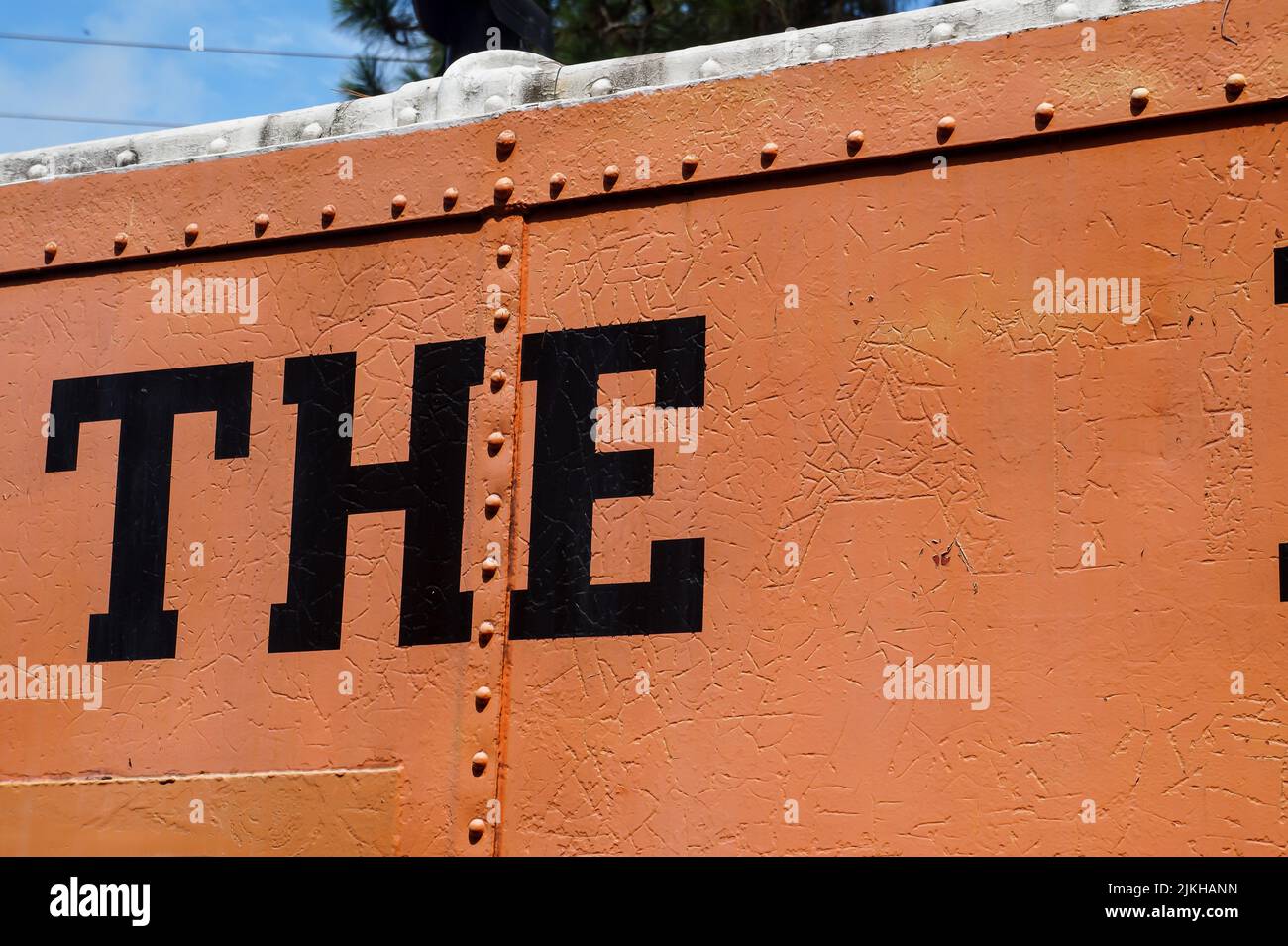 Orange sign painted black letters hi-res stock photography and images ...