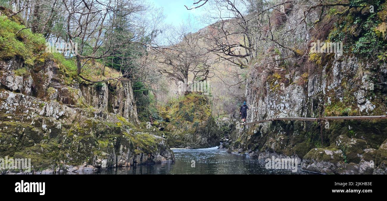 A river on Glyder Fach mountain in Snowdonia, north-west Wales, the UK ...