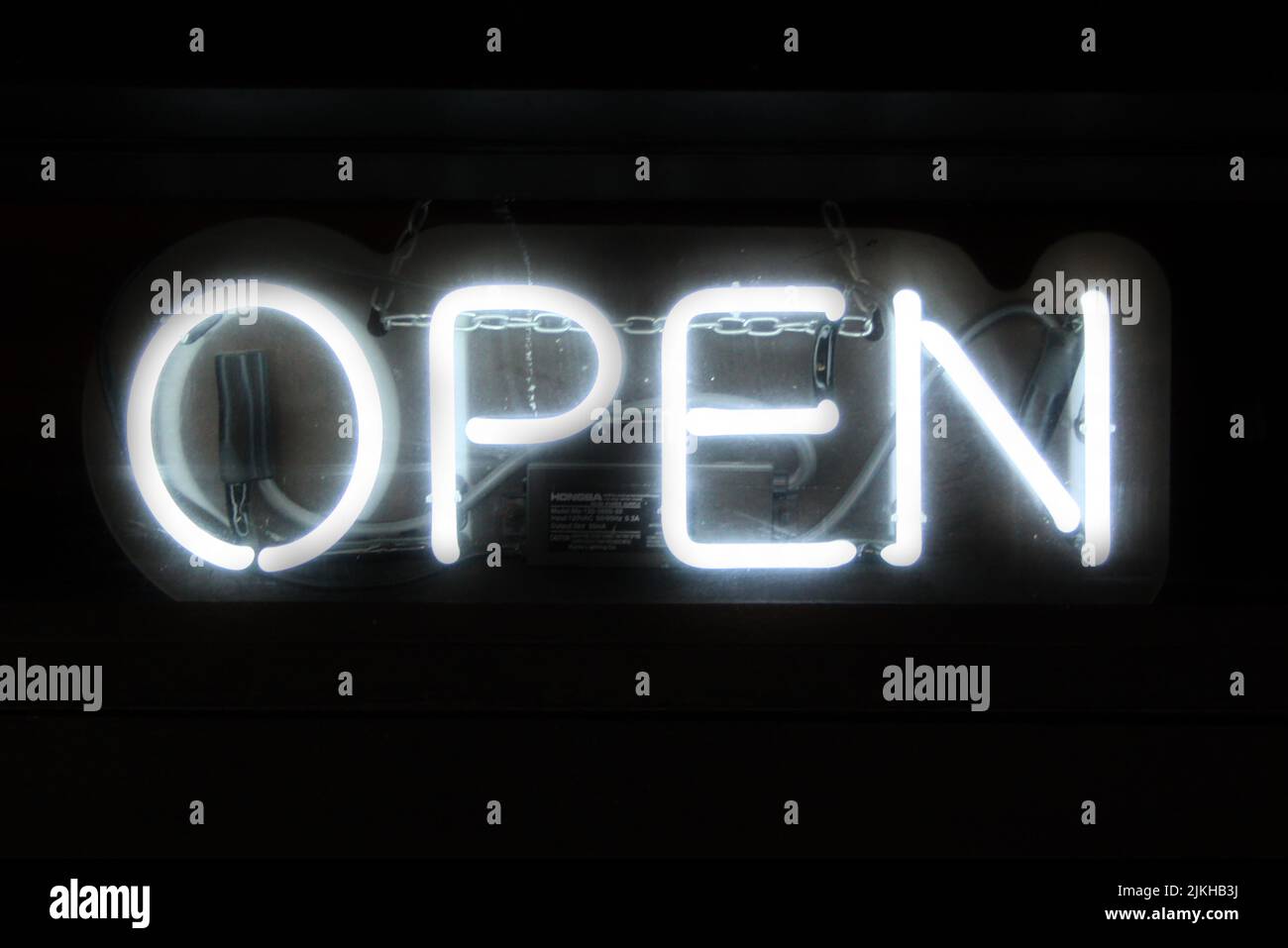 A signboard Open text neon effect, Illuminated night sign for open shop ...