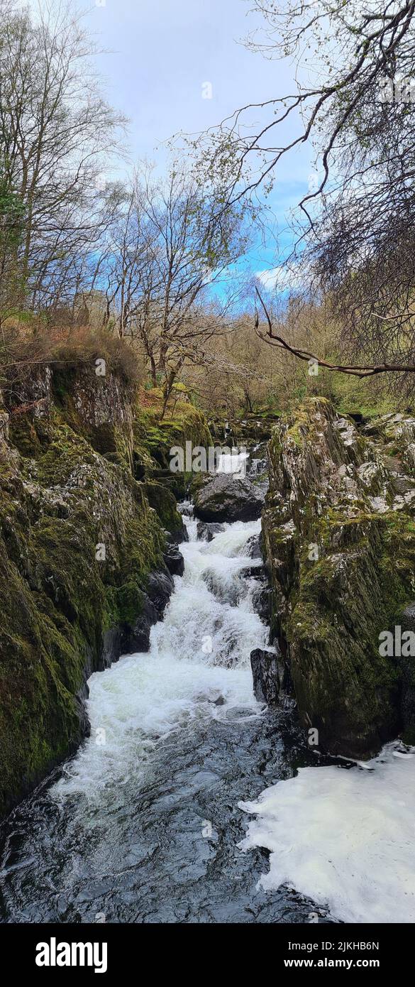 A waterfall on Glyder Fach mountain in Snowdonia, north-west Wales, the ...