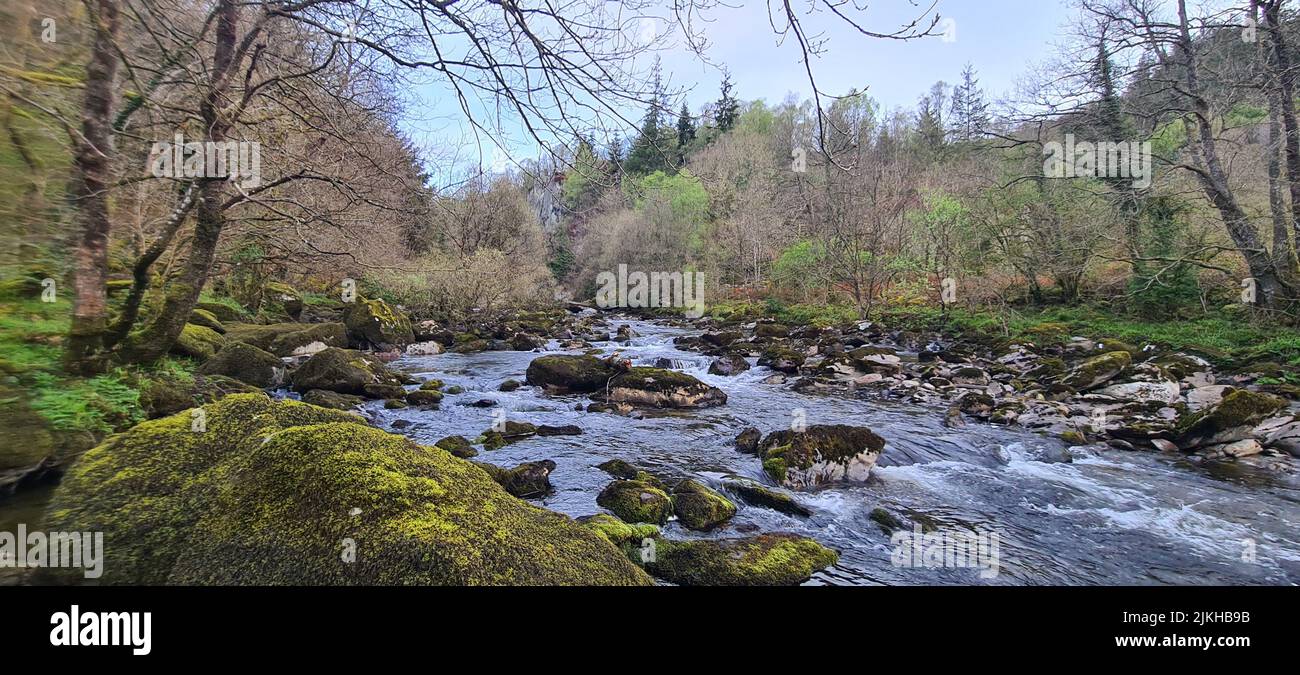 A river on Glyder Fach mountain in Snowdonia, north-west Wales, the UK ...