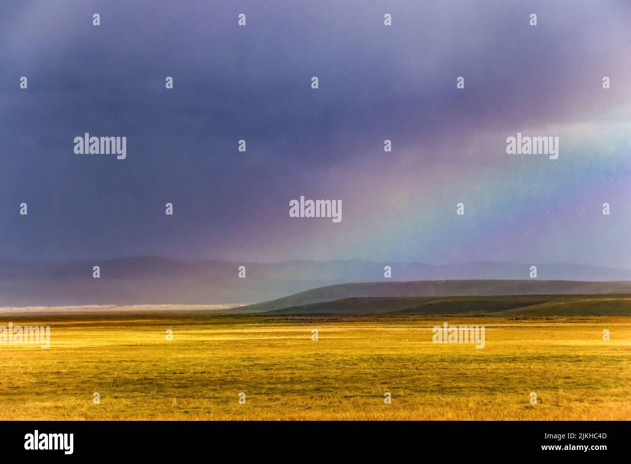 A beautiful view of The grasslands of Gannan under colorful dramatic ...