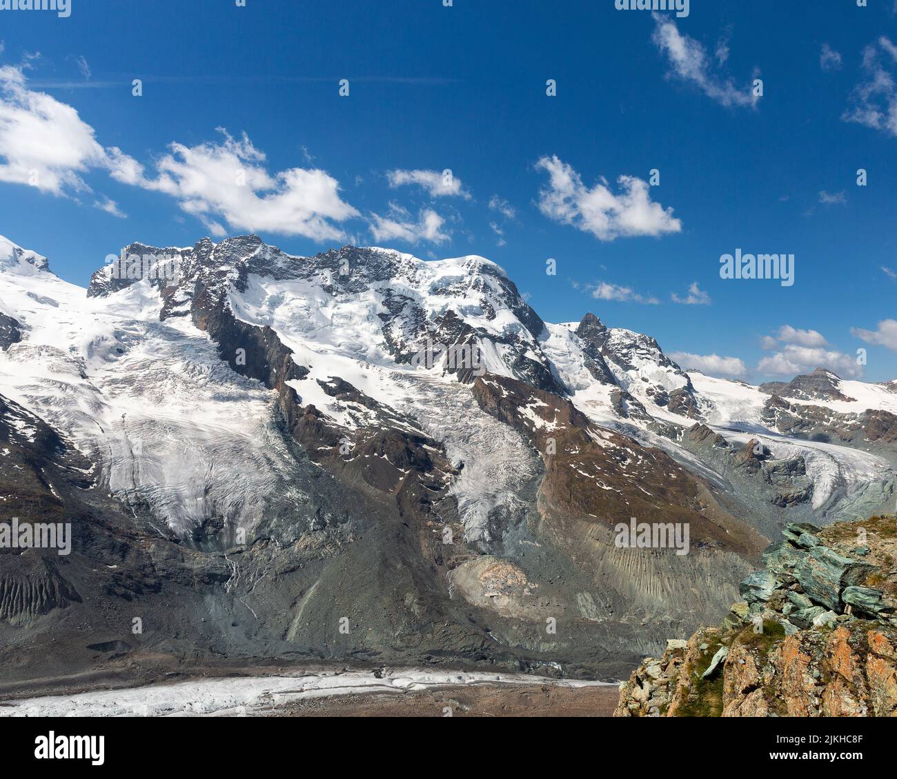View of the Dufour Spitz and the Monte Rosa glacier from the ...