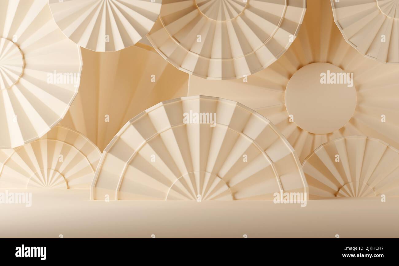 Chinese beige luxury background with pedestal, podium, round stage ...