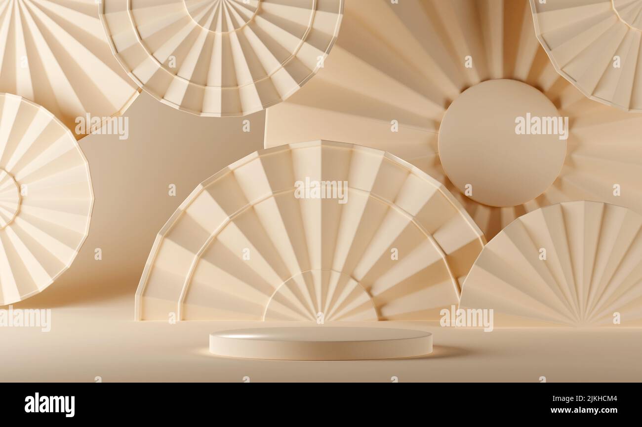 Chinese beige luxury background with pedestal, podium, round stage ...