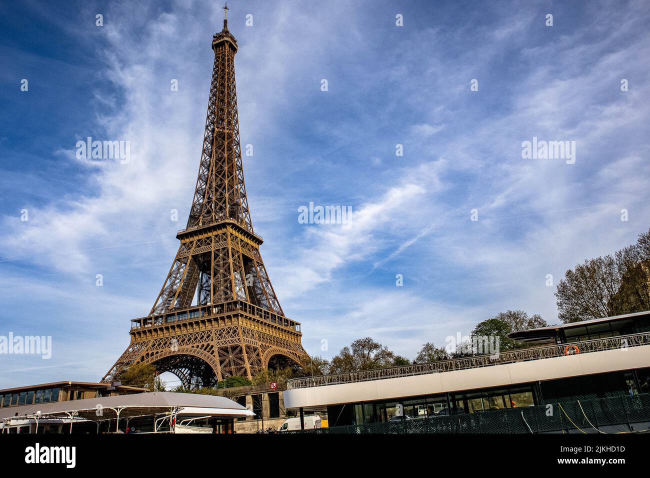 A low angle shot of the world-known Eiffel Tower in Paris, France Stock ...