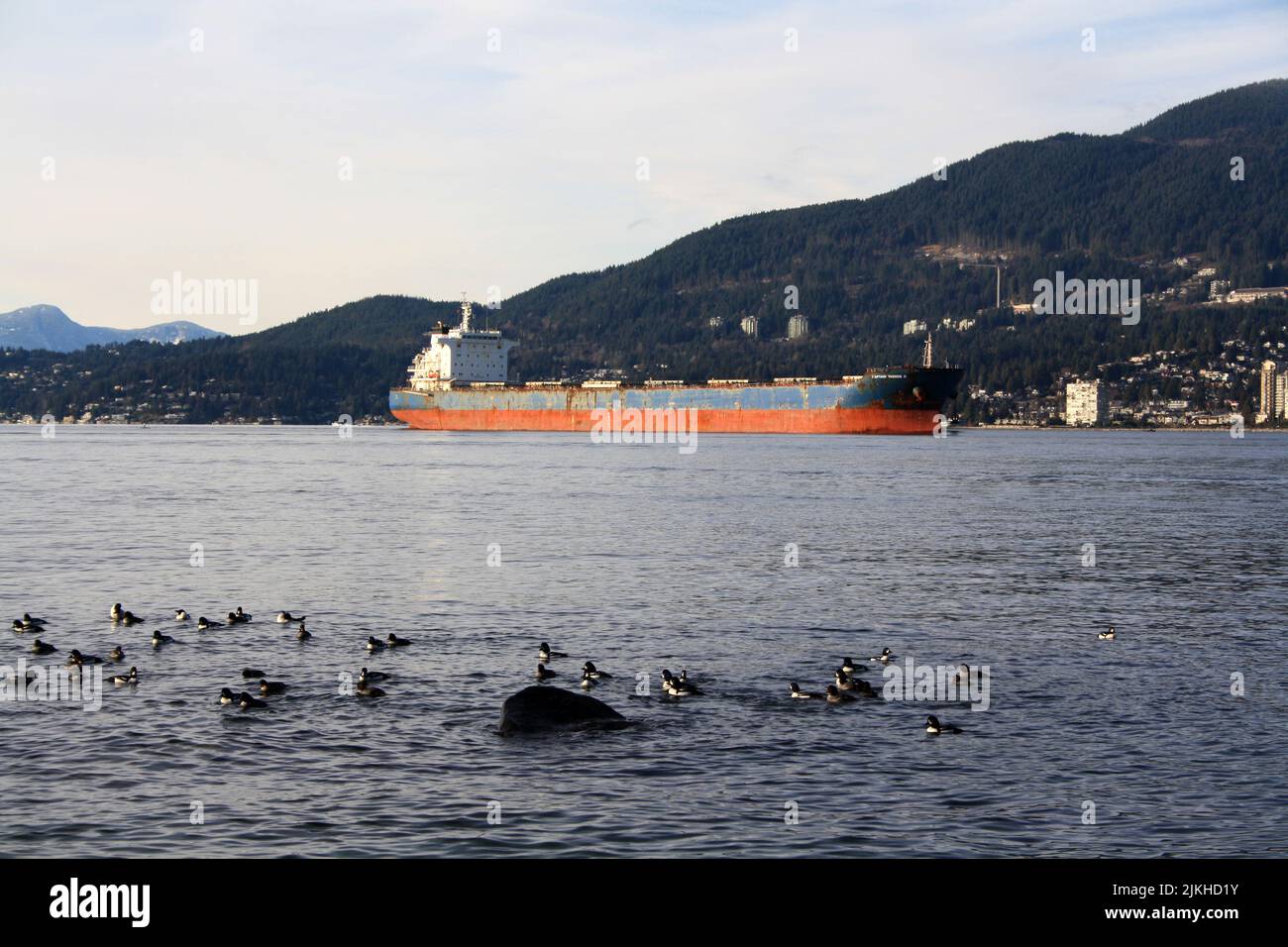 a Cargo ship in Vancouver Harbour, British Columbia, Canada Stock Photo ...