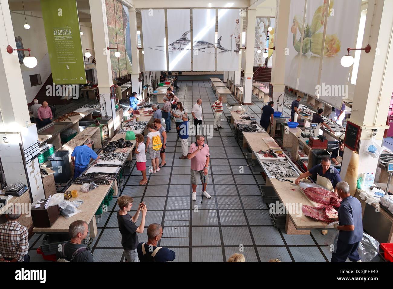 A Fish market in the market hall (Mercado dos Lavradores) of Funchal in ...