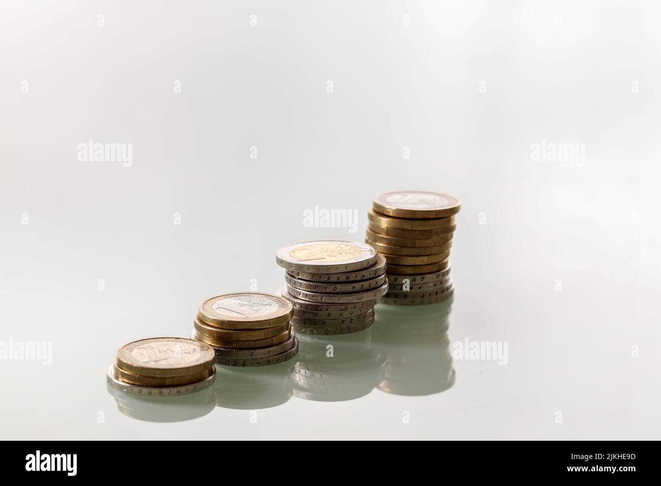 A closeup shot of pile of stacks Euro coins Stock Photo - Alamy