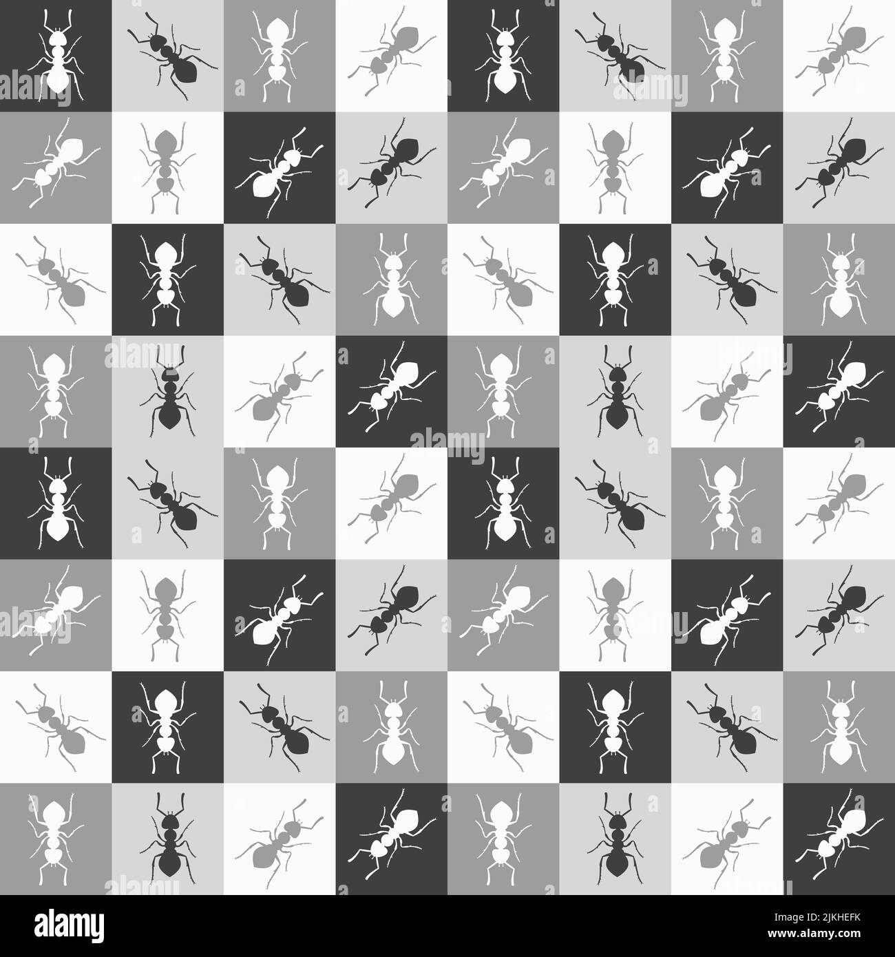 Ant monochrome seamless pattern. Geometric background with insects ...