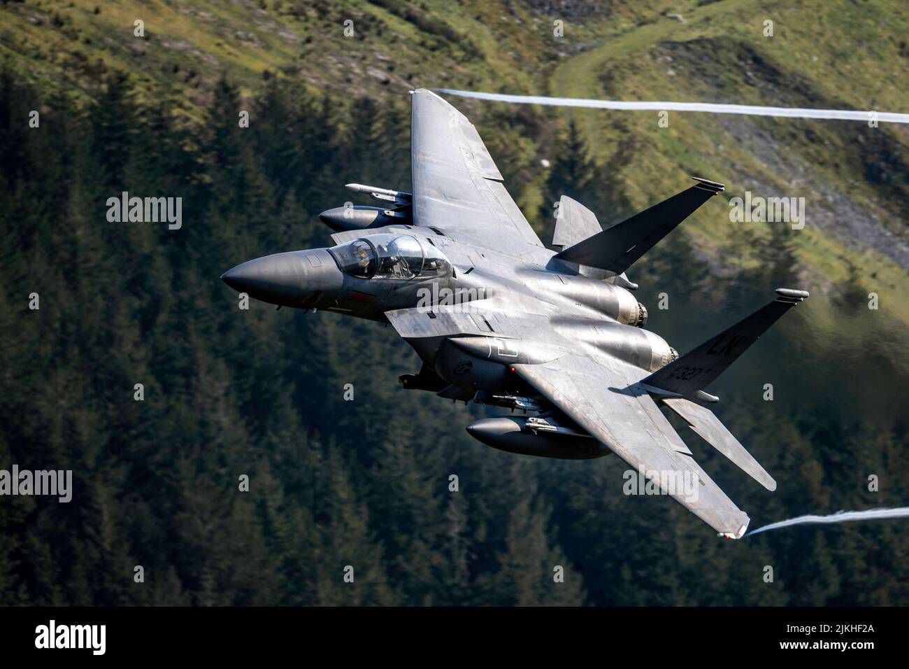 A low flying aircraft USAF F15E Lakenheath Jet training in the Mach ...
