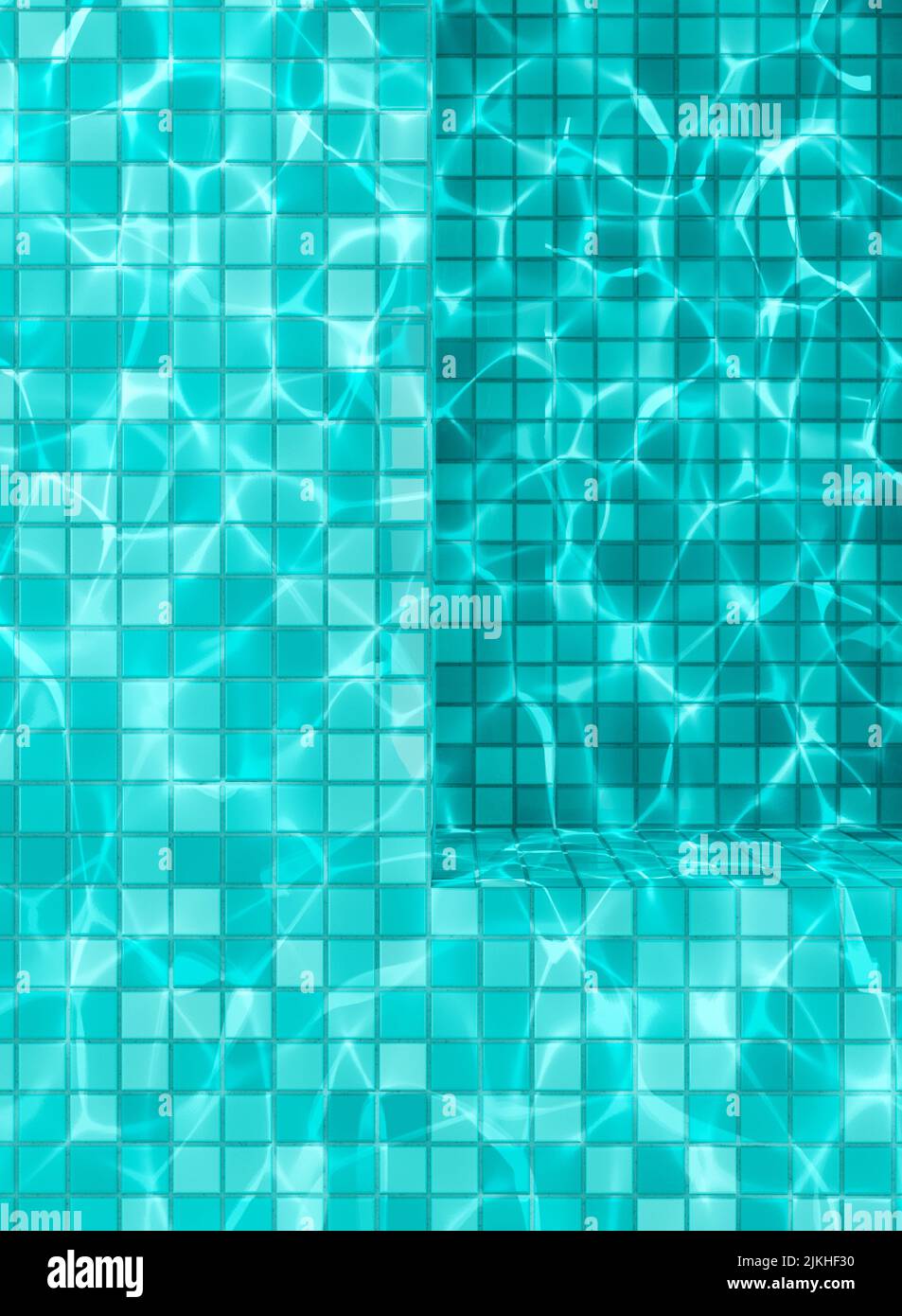 Swimming pool underwater podium with blue, turqouise tile Stock Photo ...