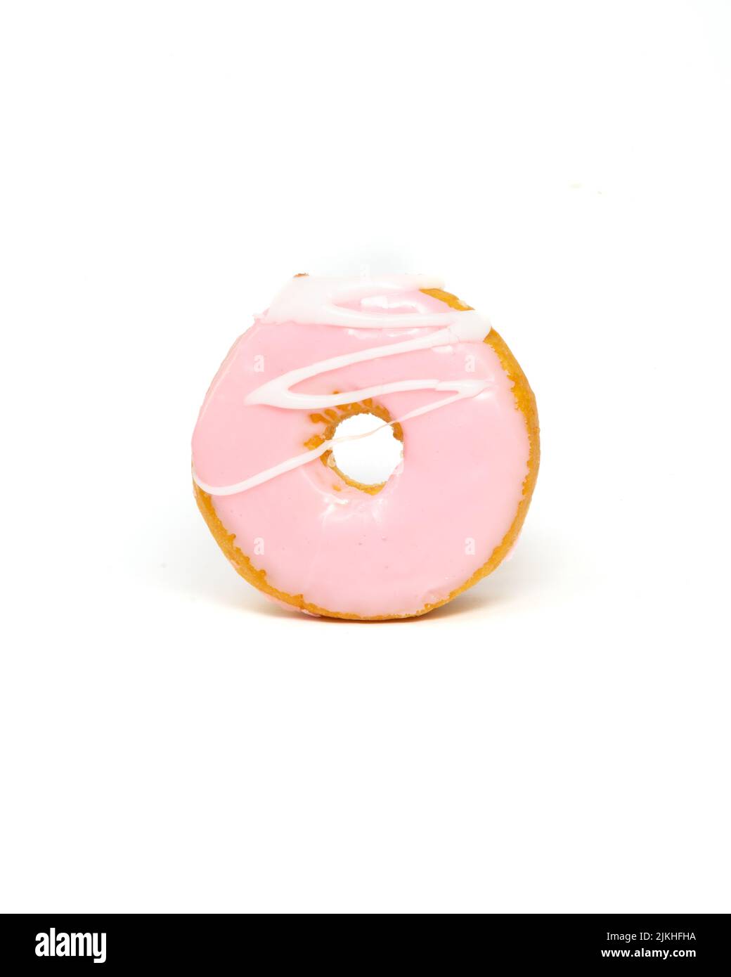 A creamy pink donut isolated on a white background Stock Photo - Alamy