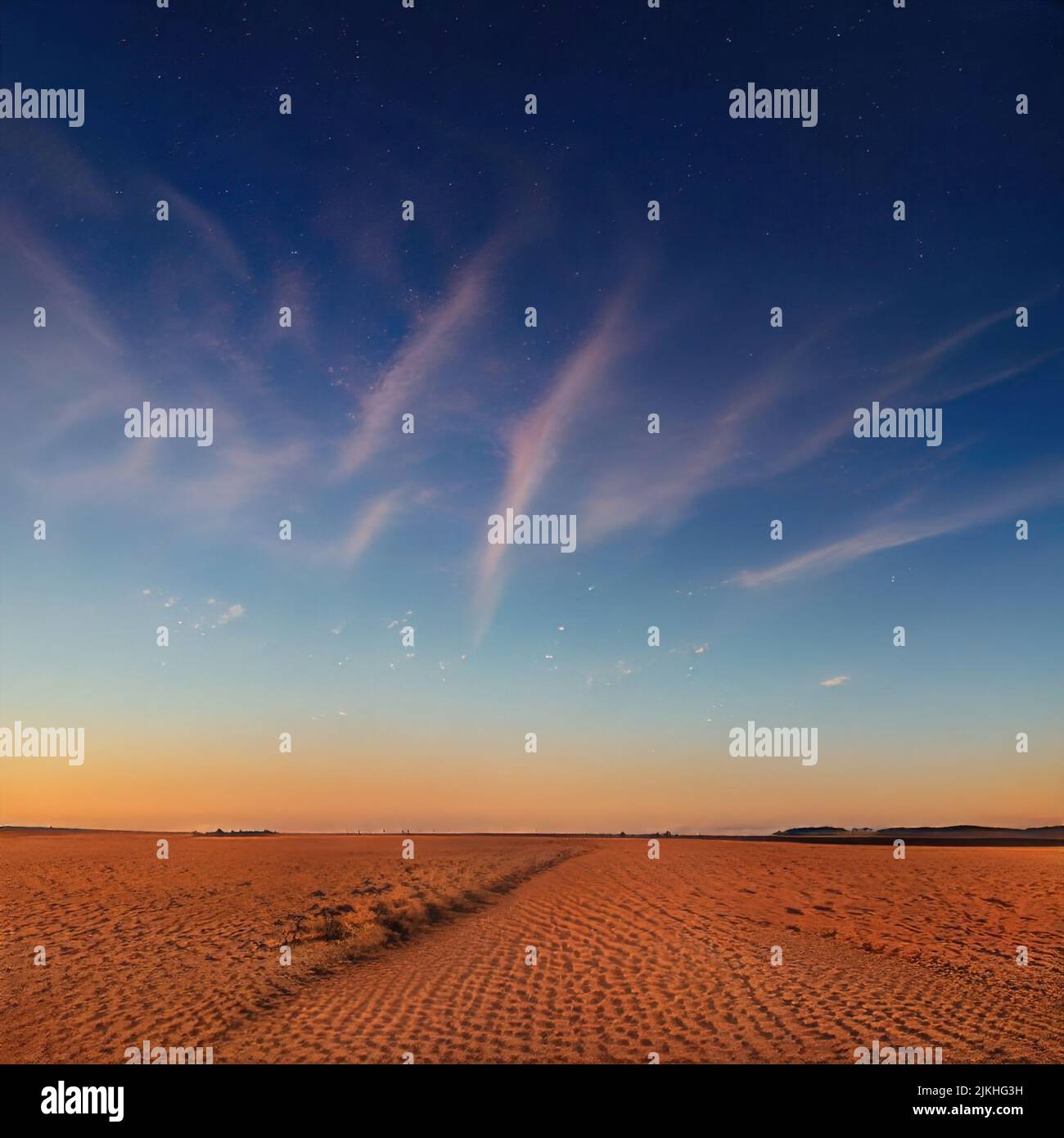 A dramatic sunset sky over the desert Stock Photo - Alamy