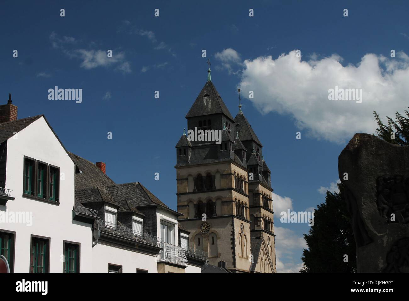 Old church tower in a small to Stock Photo - Alamy