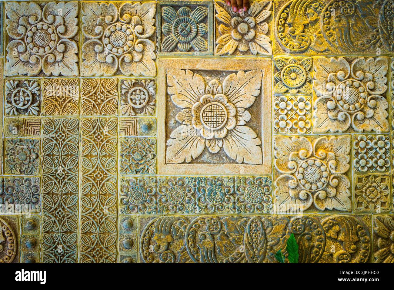 A top view of carved stone tiles ground texture background Stock Photo ...