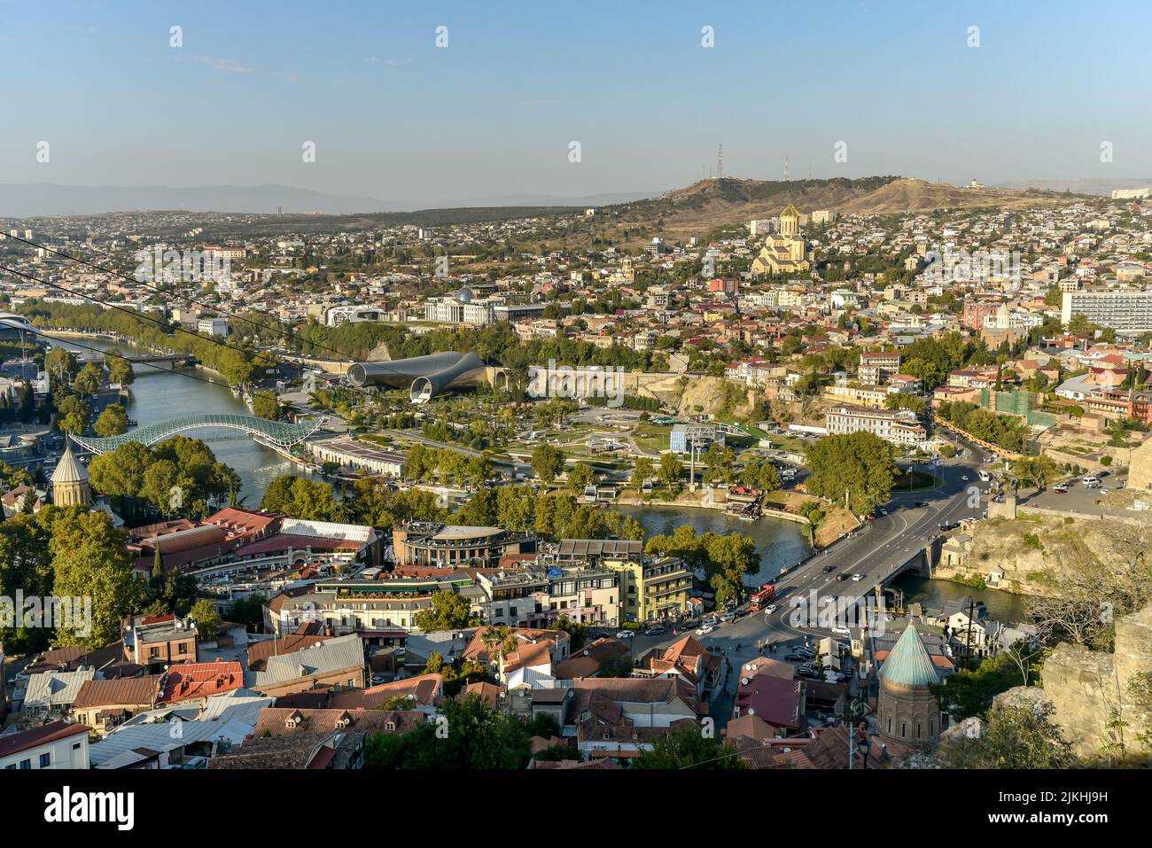 Old Tbilisi, Tbilisi, Georgia, October 17, 2019, Arial view of Tbilisi ...