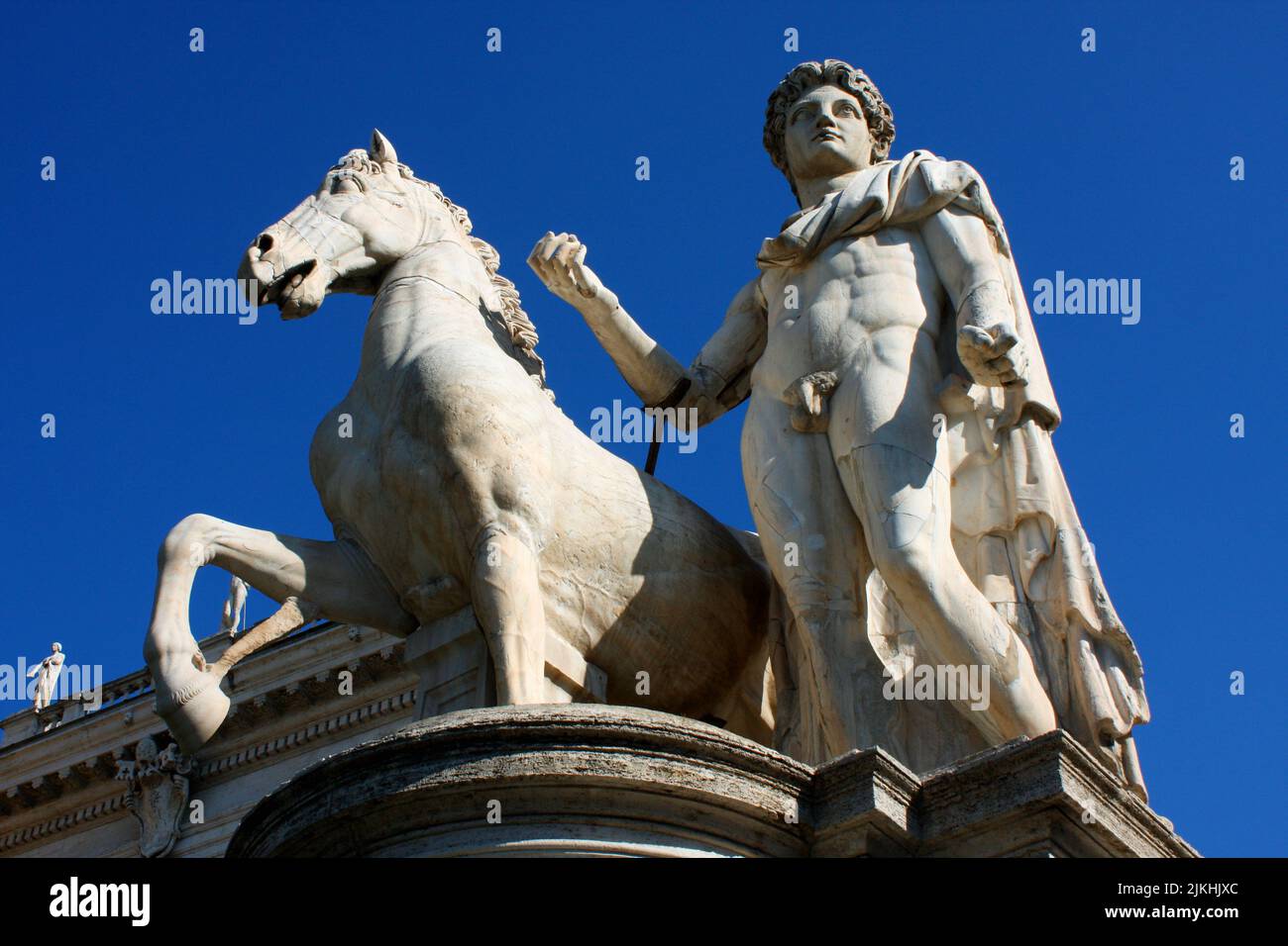 Statue of Castor with a horse in front of the Capitol Square, Rome ...