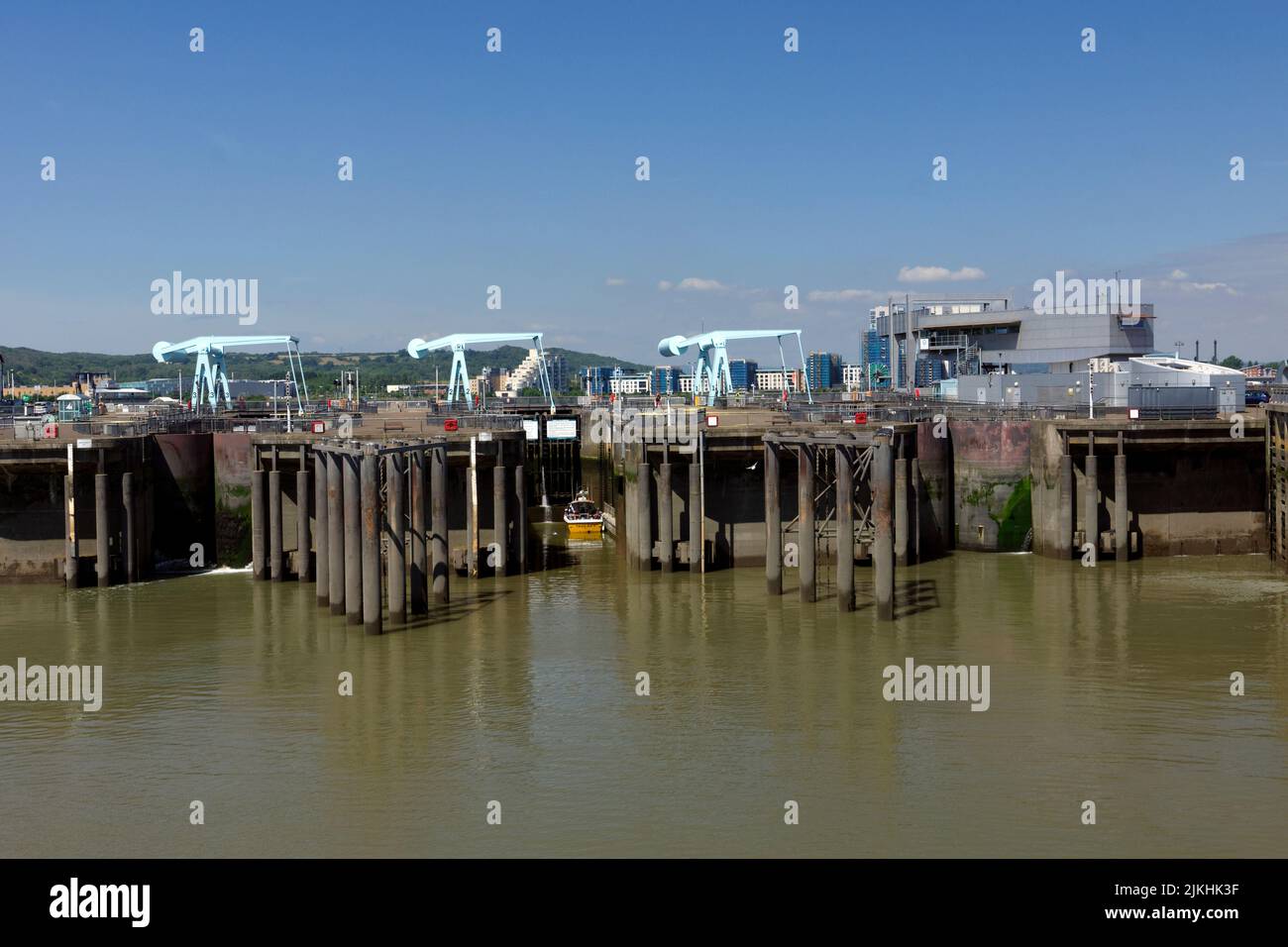 Bascule Bridges and Lock Gates, Cardiff Bay Barrage, Cardiff, South ...