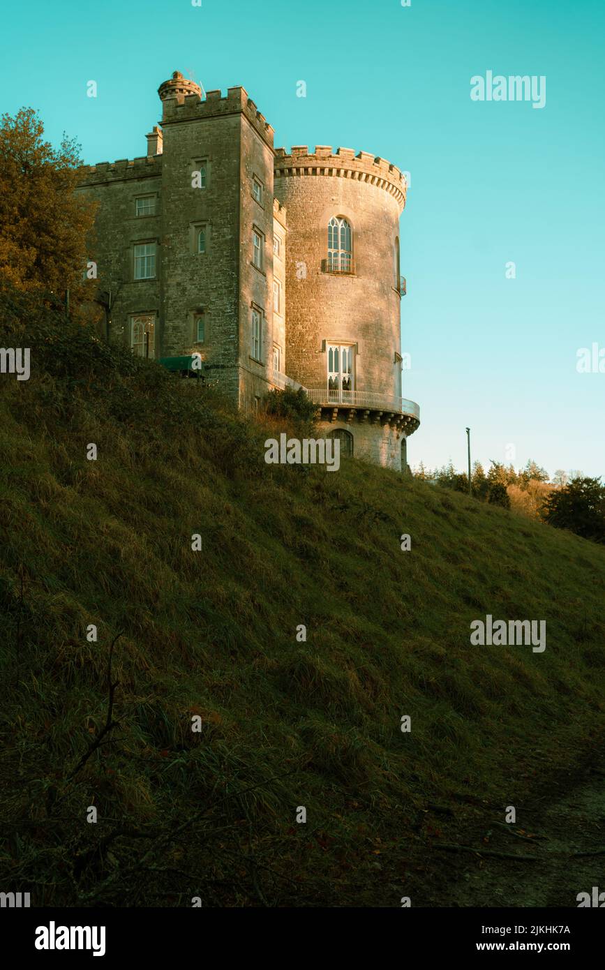 A vertical shot of the historic Slane Castle on a hill in Ireland Stock ...