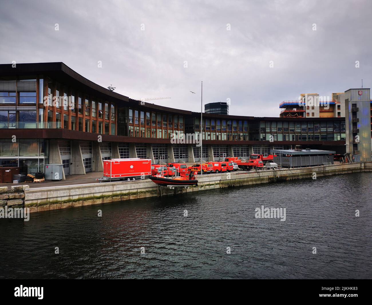 The Bergen Main Fire Station on the shore in Bergen, Norway Stock Photo ...