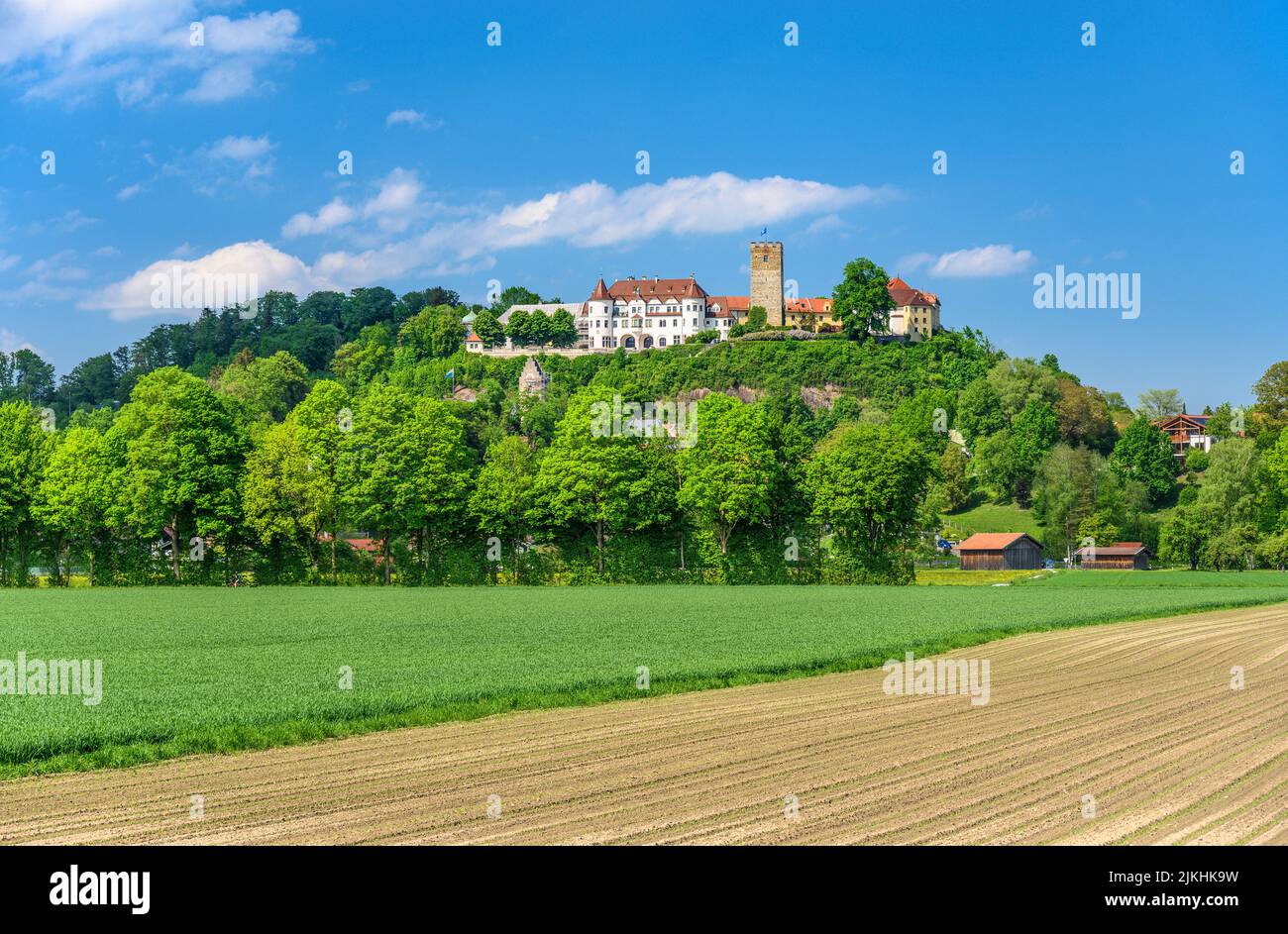 Germany, Bavaria, county Rosenheim, Neubeuern, Inntal, village view ...