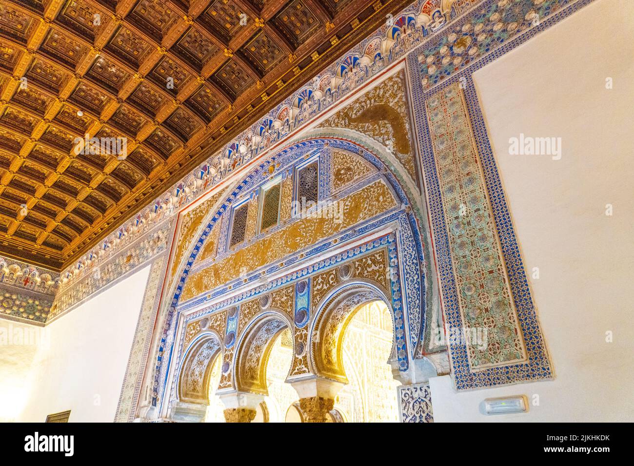The beautiful interior of The Royal Alcazar palace in Seville, Spain ...