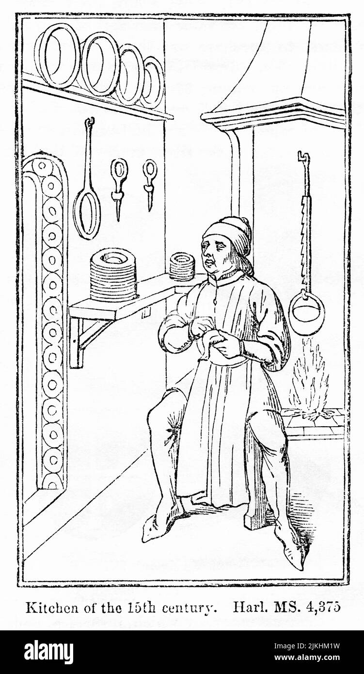 Kitchen of the 15th Century, Illustration from the Book, "John Cassel’s ...